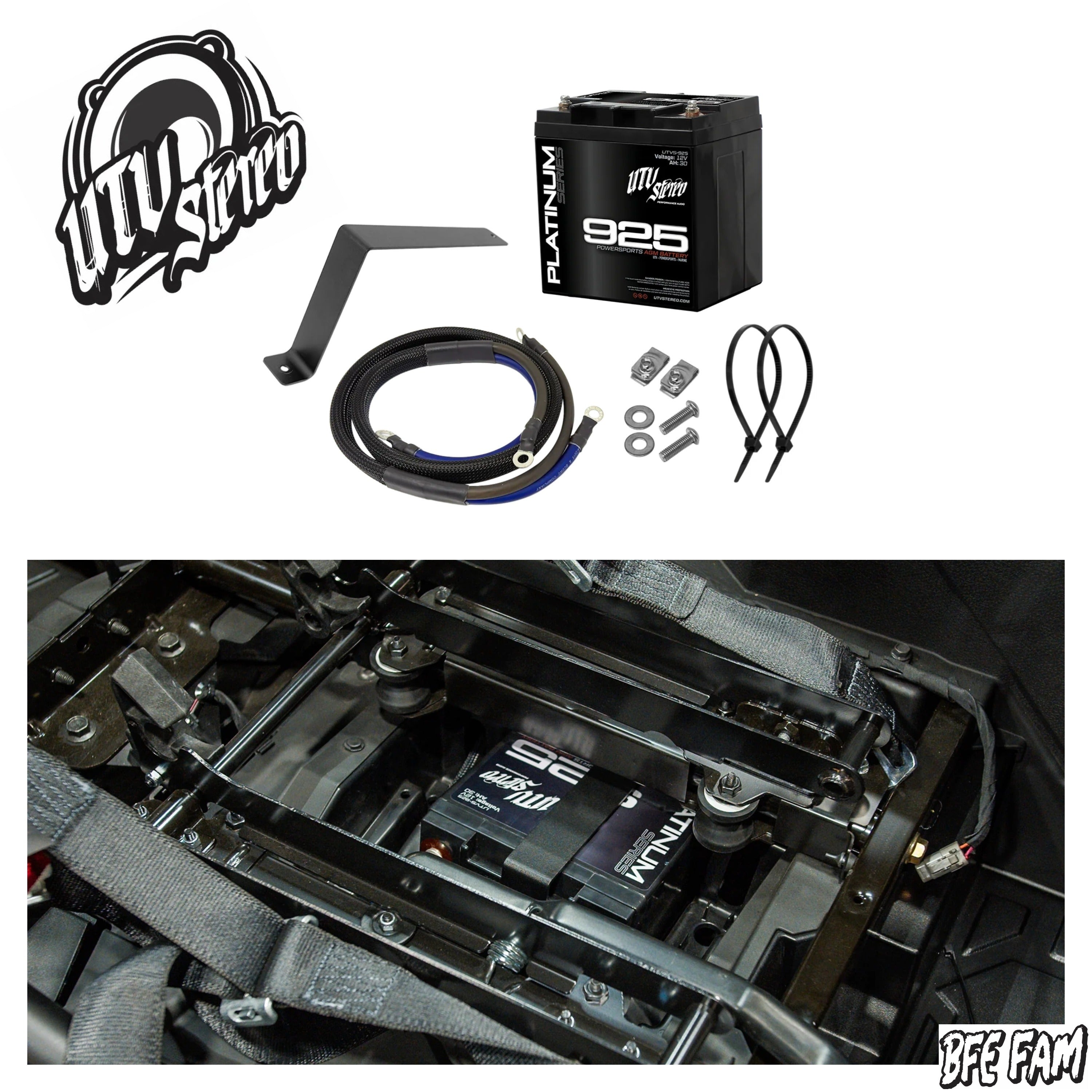 UTV Stereo Dual 2nd Battery Upgrade Kit Polaris RZR PRO XP PRO R TURBO ...
